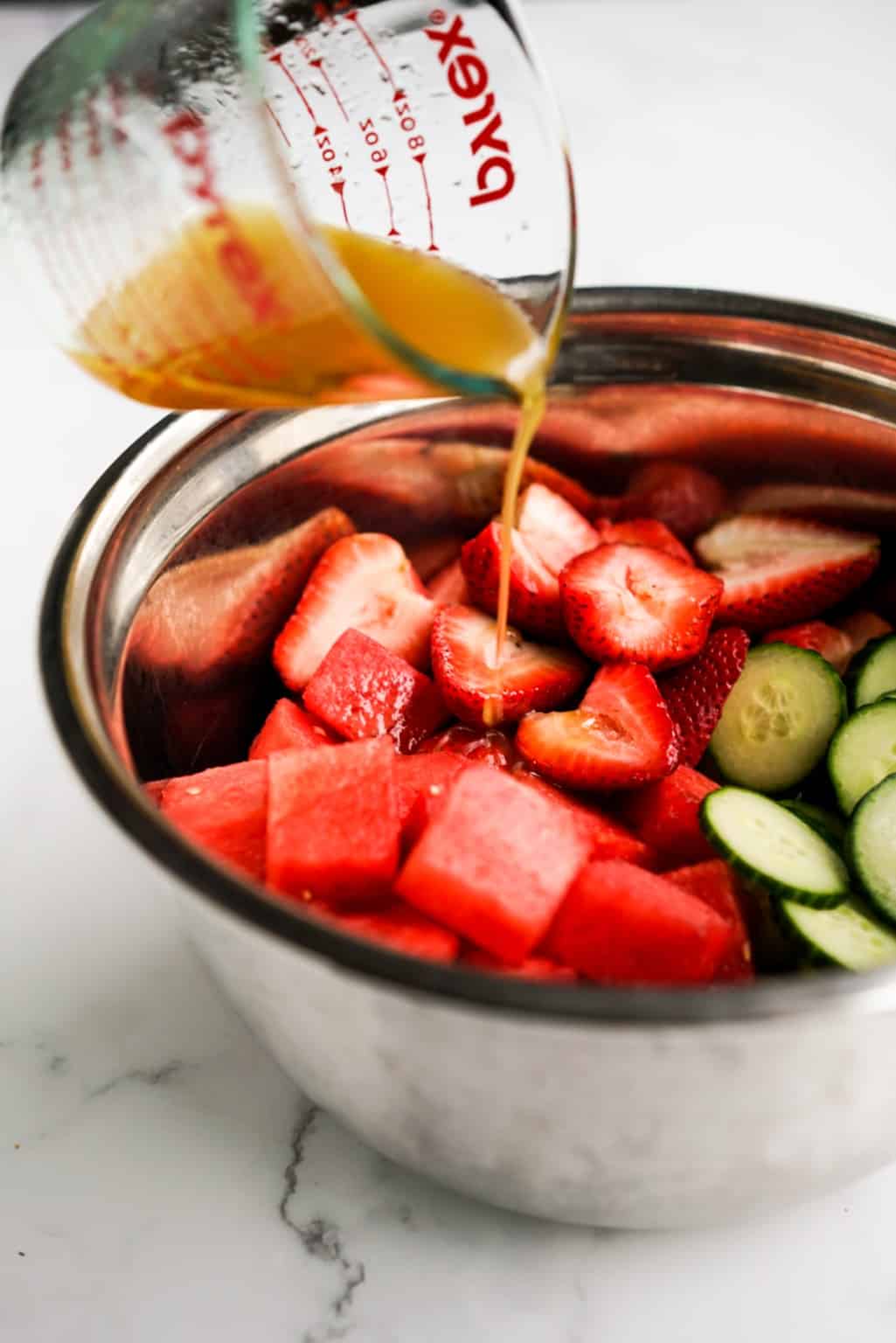 Watermelon Strawberry Salad (EASY & no cook) - Joyous Apron