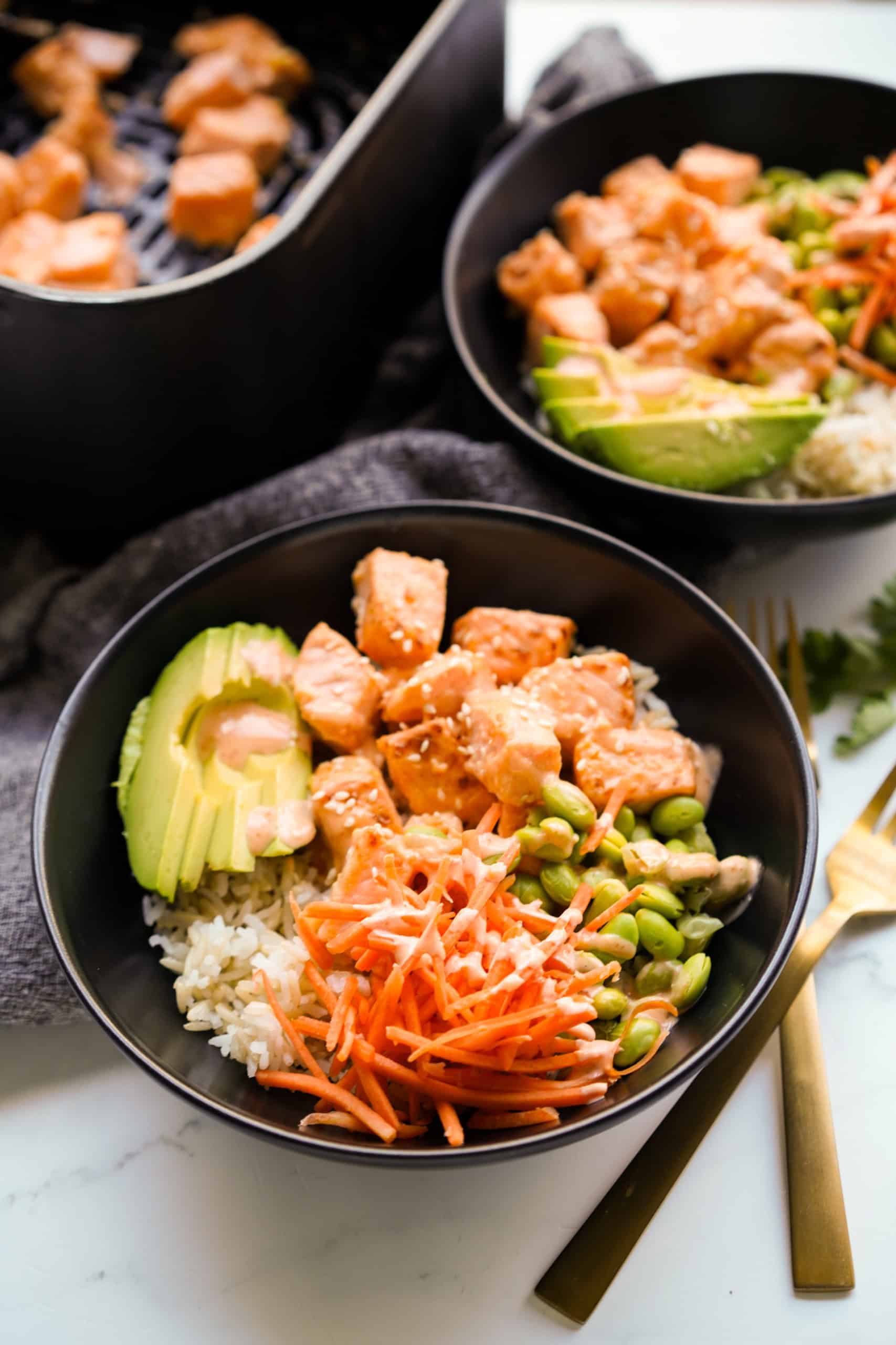 Air Fryer Salmon Bowl (Ready under 15 minutes!) - Joyous Apron
