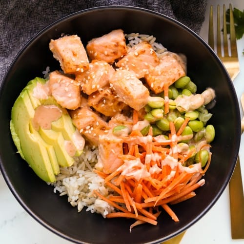 Air Fryer Salmon Bowl (Ready under 15 minutes!) - Joyous Apron